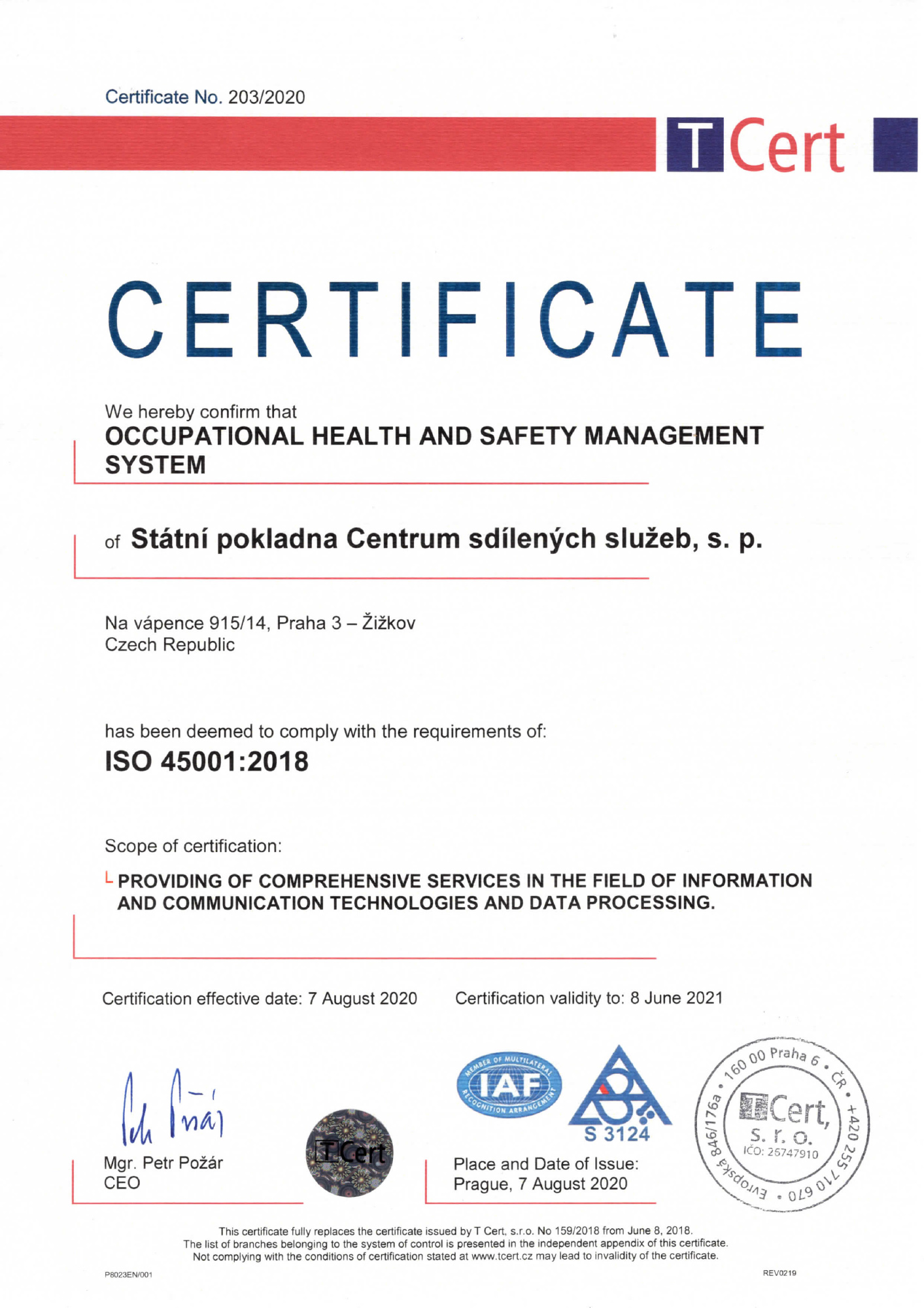 Certifikace – SPCSS